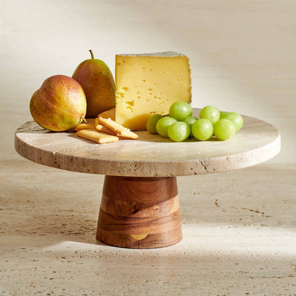 Travertine Pedestal Risers - Iron Accents