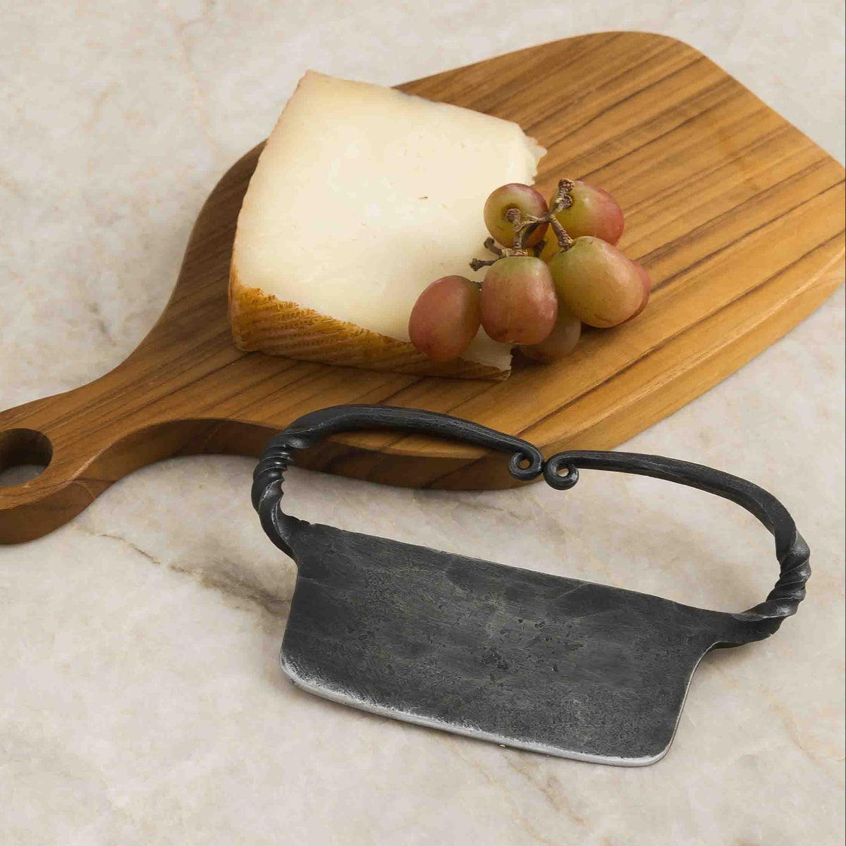 Blacksmith’s Cheese Cleaver – Hand-Forged Iron Cheese Knife - Iron Accents