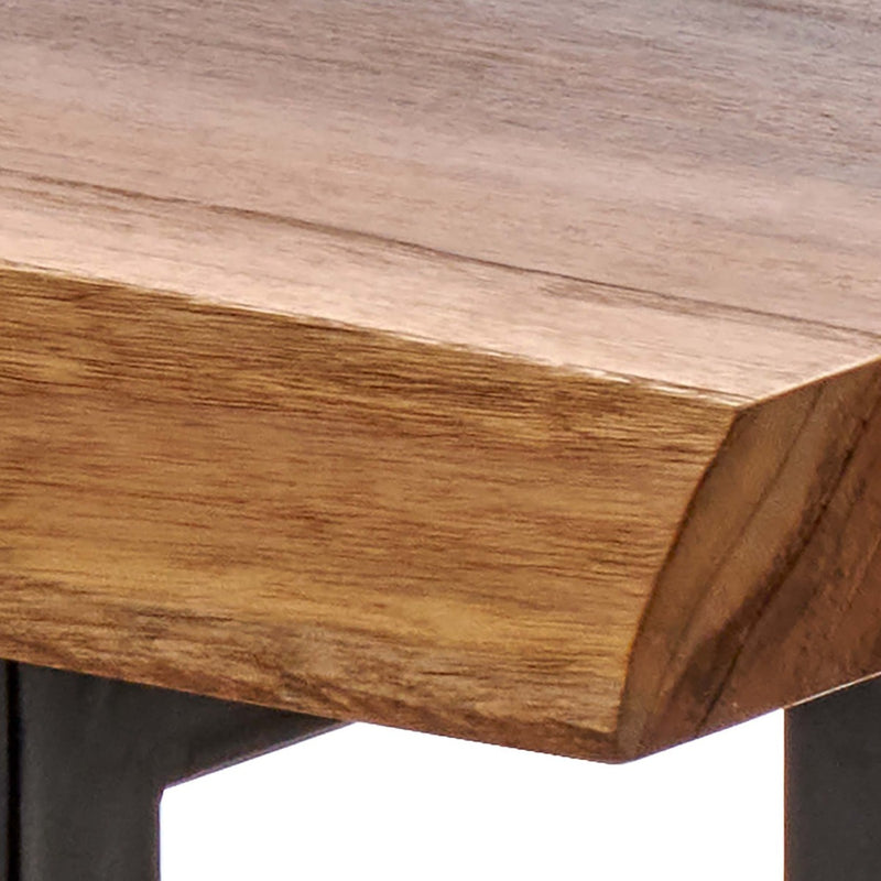 Live Edge Dining Bench - Iron Accents