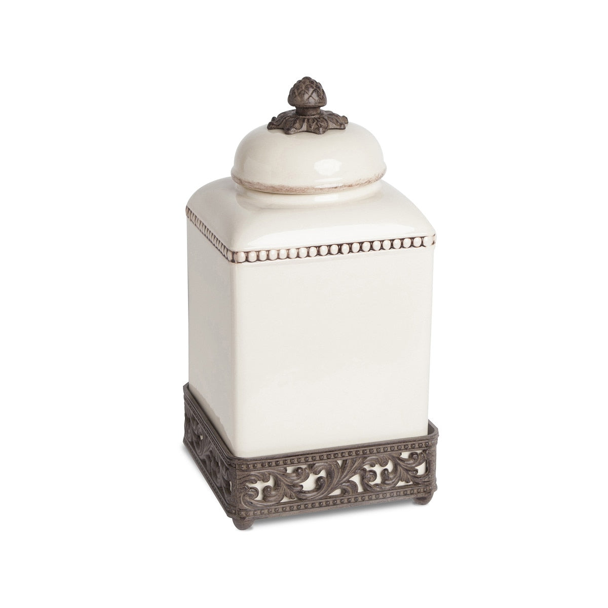 Acanthus Square Canister – Medium - Iron Accents