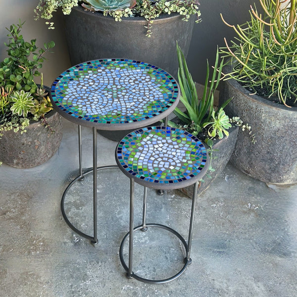 Belize Mosaic Nesting Tables | Neille Olson Mosaics - Iron Accents