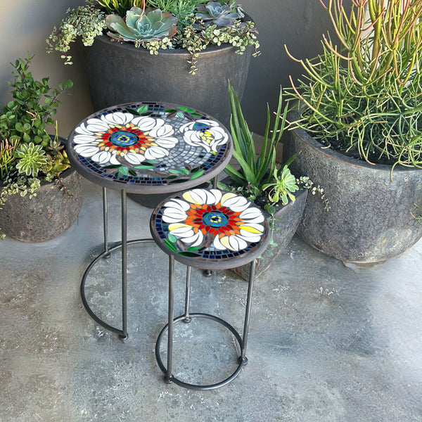 Florasol Mosaic Nesting Tables | Neille Olson Mosaics - Iron Accents