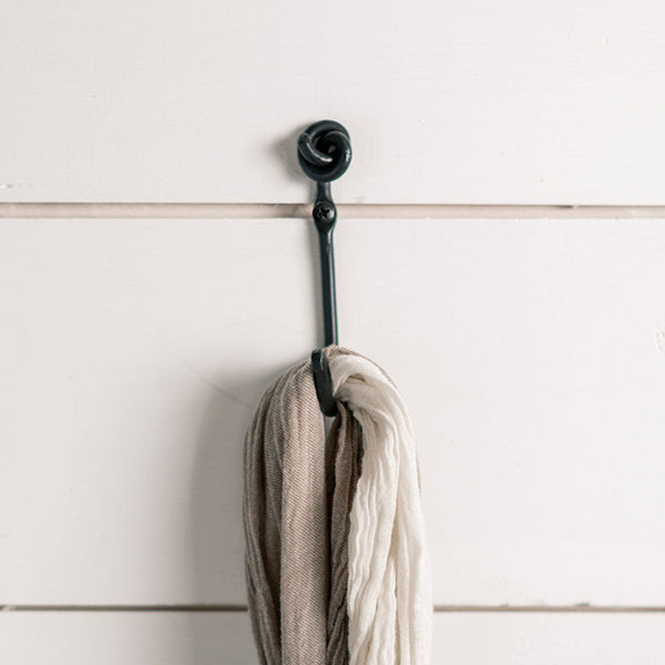 Ashmere Forged Iron Hook | Hand-Tied Iron Wall Hook with Artisan Knot ...