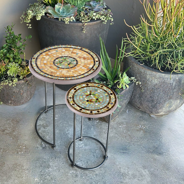Malibu Mosaic Nesting Tables | Neille Olson Mosaics - Iron Accents