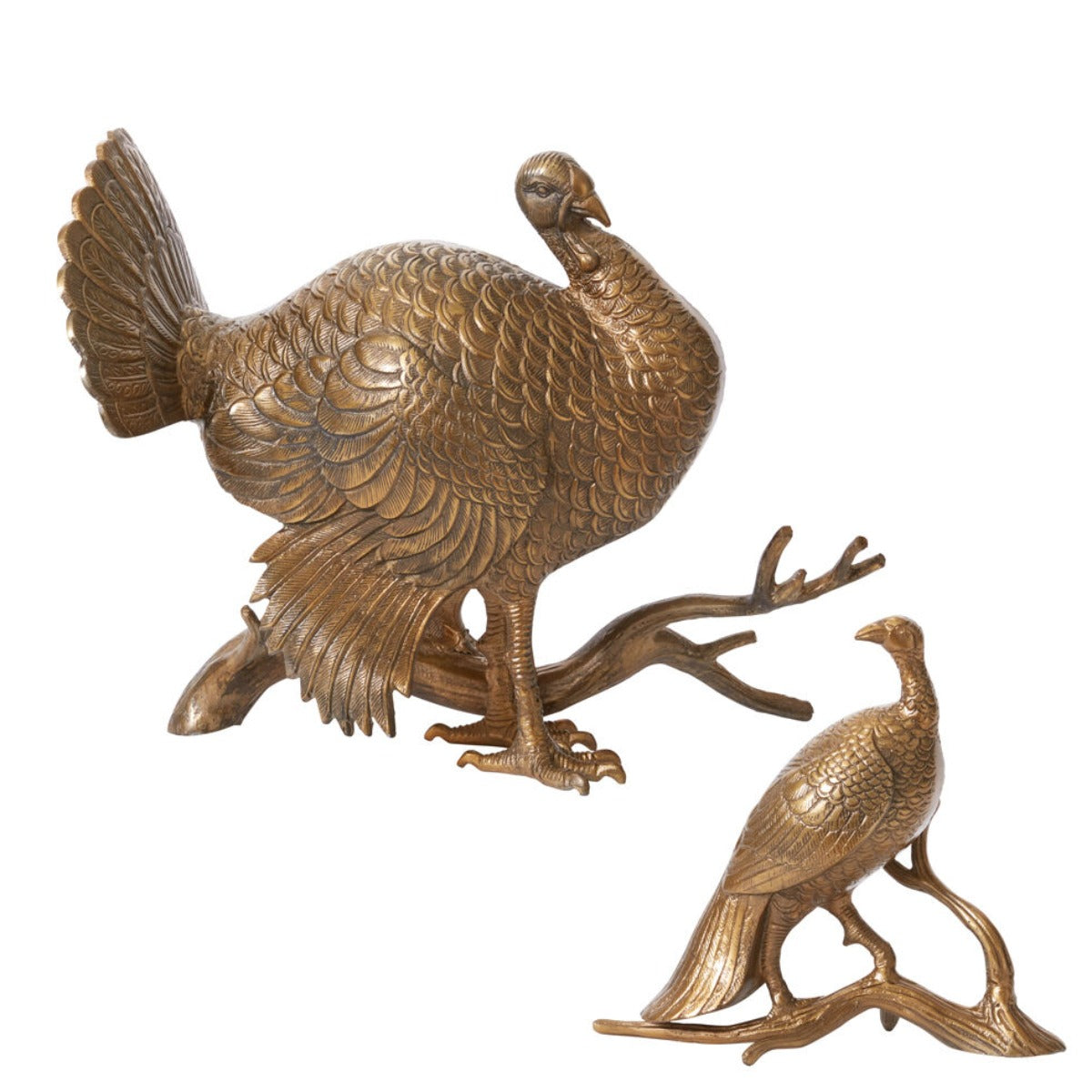 Bronze Feathered Fowls - Elegant Metal Bird Statues for Home Decor ...