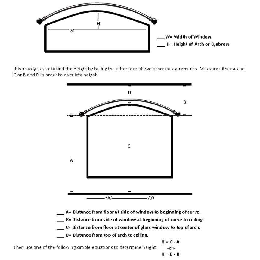 Custom Arch / Eyebrow Window Rods - Iron Accents