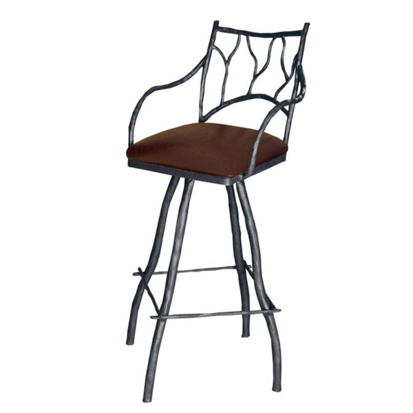 Nature Inspired Wrought Iron Bar Stool - Large - Woodbury - Iron Accents