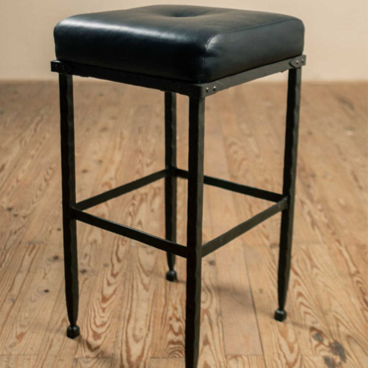 Hand Forged Iron Backless Bar Stool - Forest Hill - Iron Accents