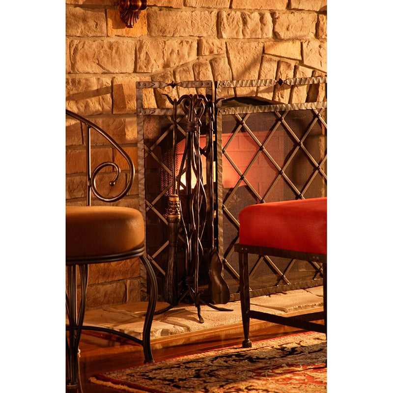 Forged Wrought Iron Fire Screen - Forest Hill - Iron Accents