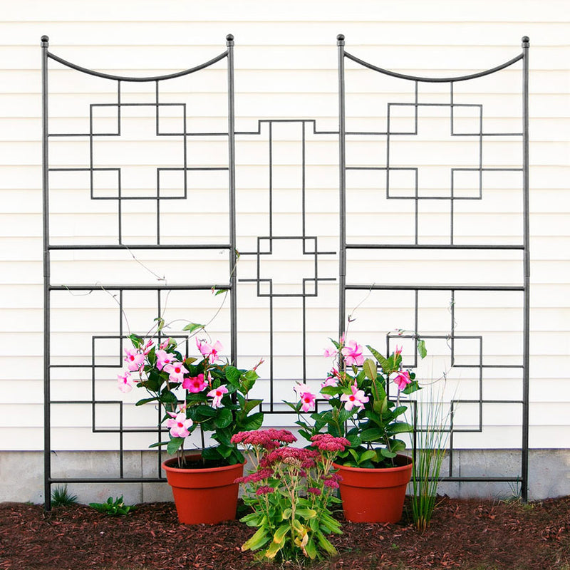 Geometric Garden Trellis Set – Modern Wrought Iron Trellis for Climbing ...
