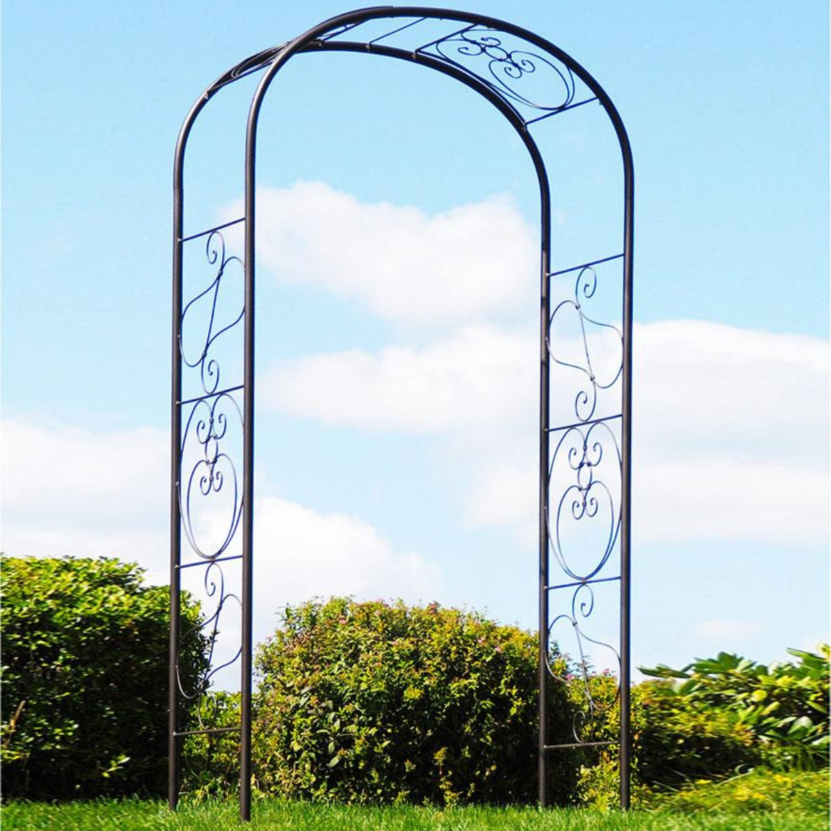 Italia Wrought Iron Arbor – Elegant Roman Bronze Garden Arch - Iron Accents