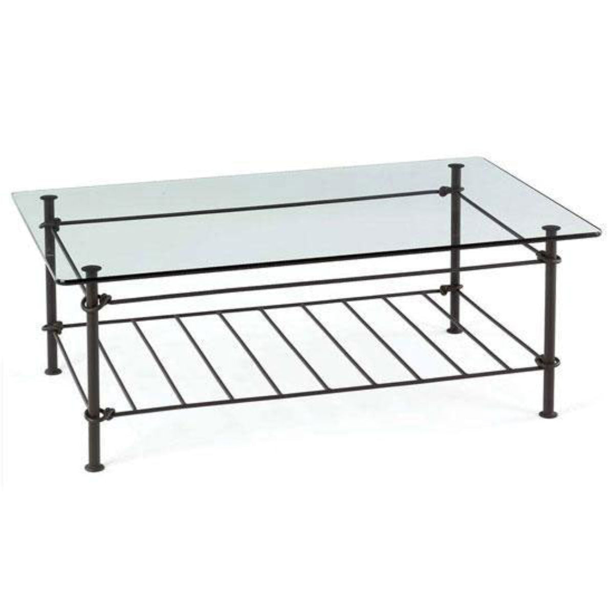 Ashmere Iron Cocktail Table | Hand-Forged Coffee Table with Shelf ...