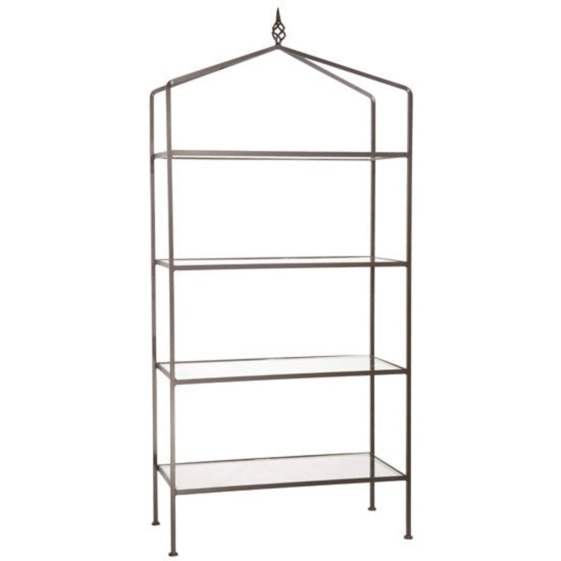 Hand Forged Shelf with Basketweave Finial - Iron Accents