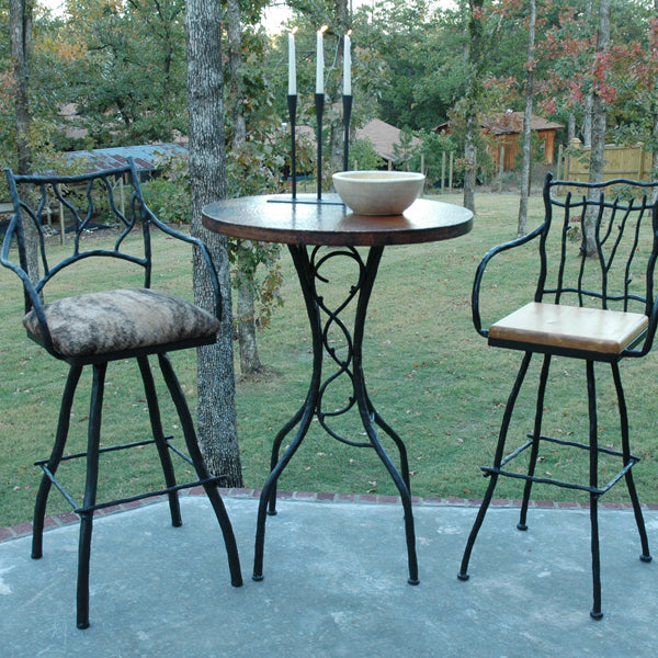 Rustic Wrought Iron Bar Stool - Woodbury - Iron Accents