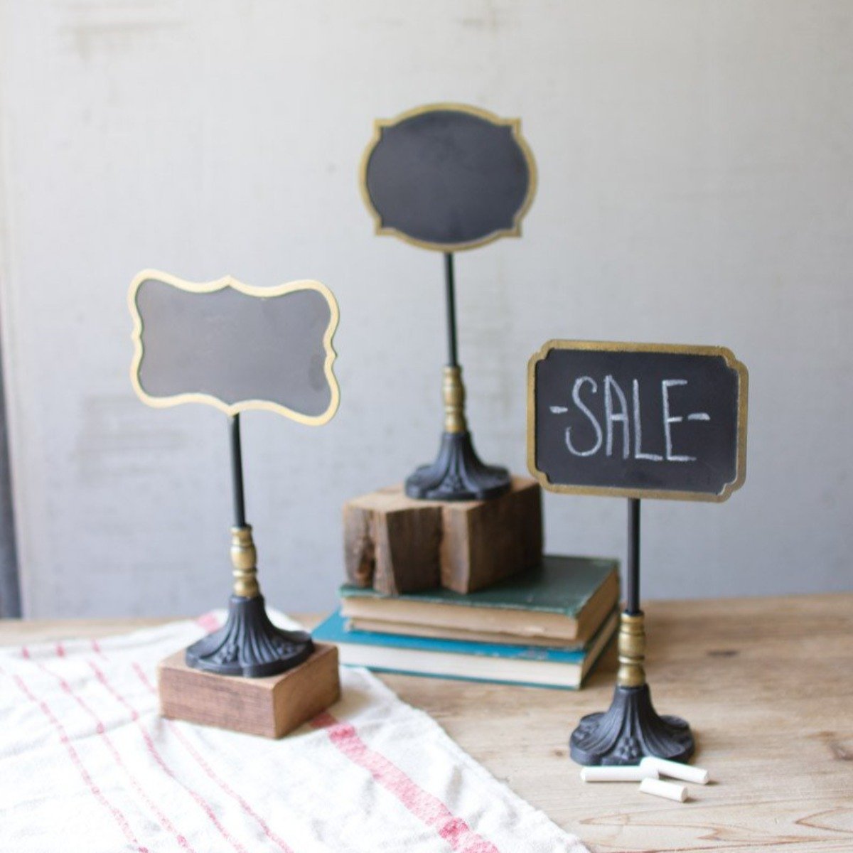 Chalk Boards On Stands (Set-3) - Iron Accents