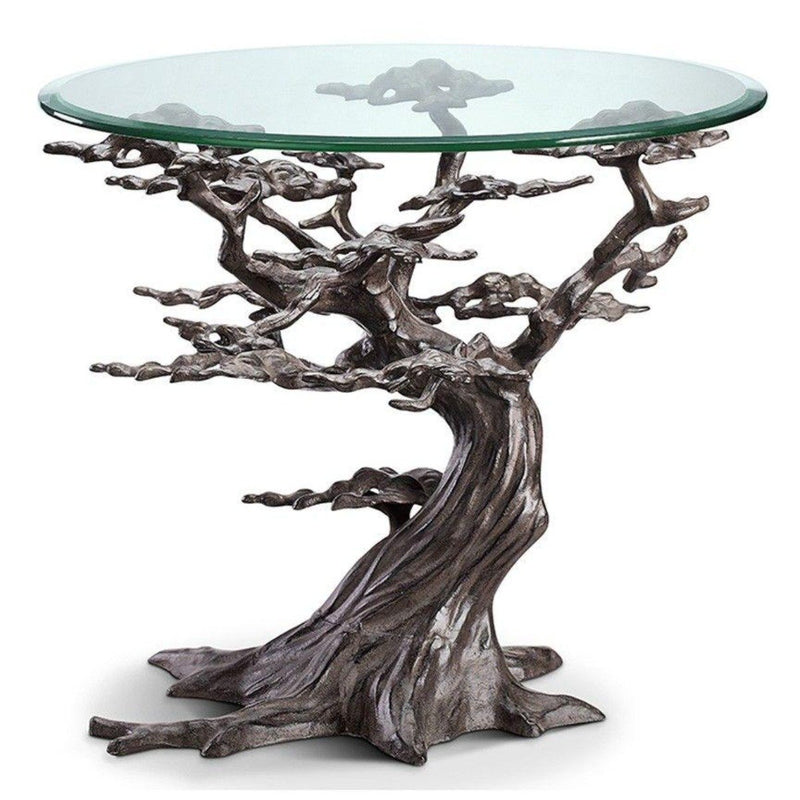 Cypress Tree End Table - Iron Accents