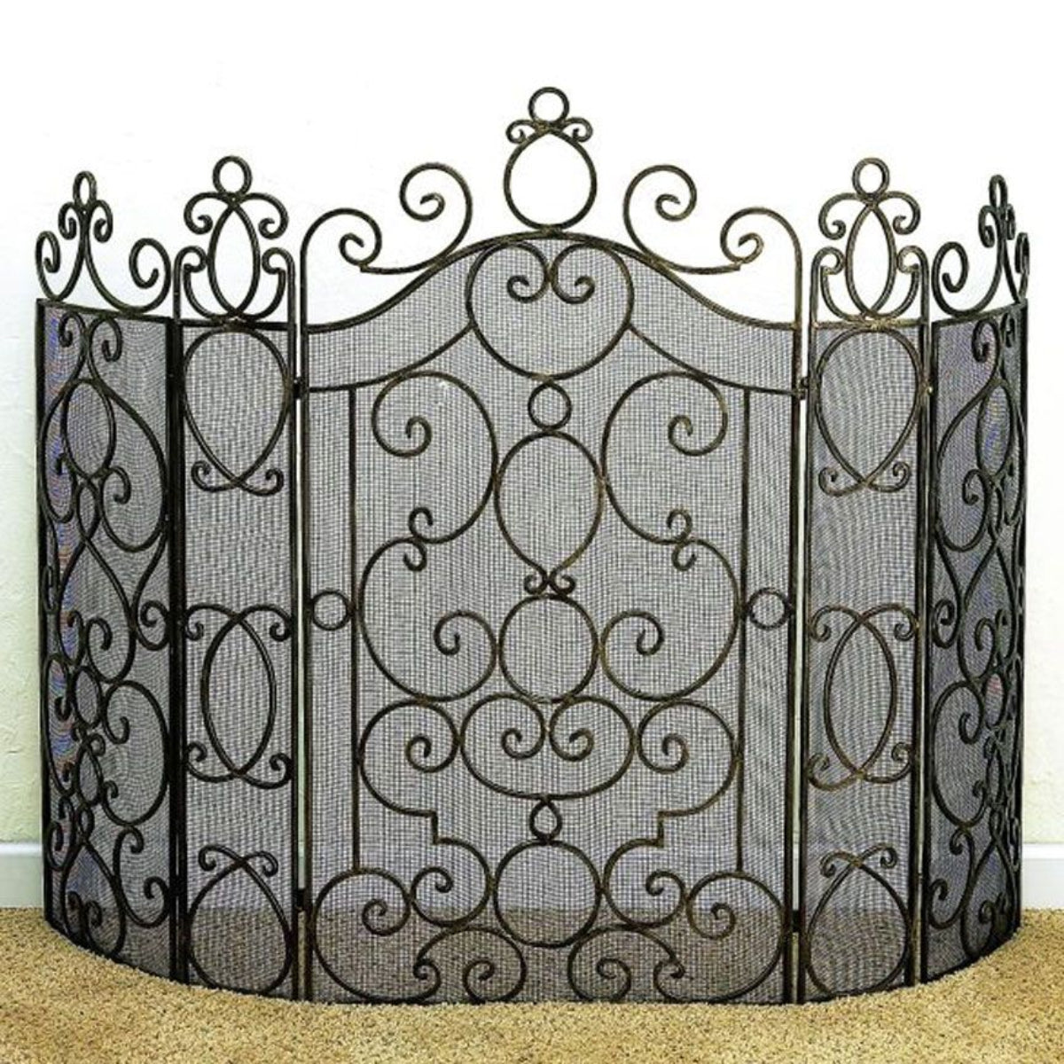 Faux Antique Fireplace Screen - Iron Accents