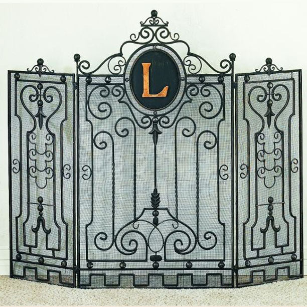 Gate Monogram Fireplace Screen - Iron Accents