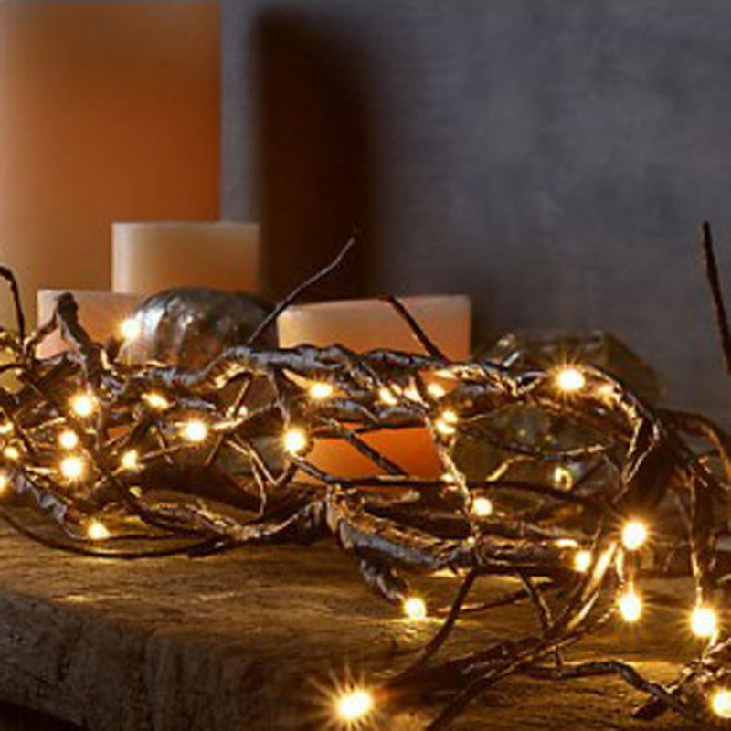 Lighted Willow Garland – 96 LED, 72” Plug-In Branch Lights - Iron Accents