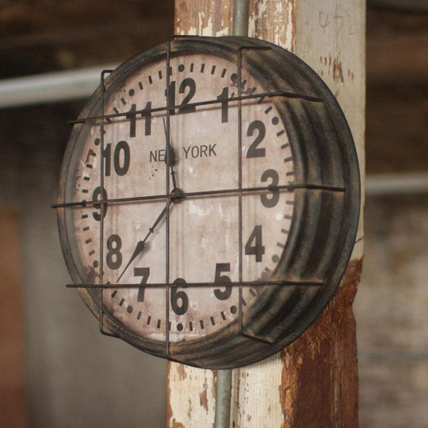 Metal New York Subway Clock - Iron Accents