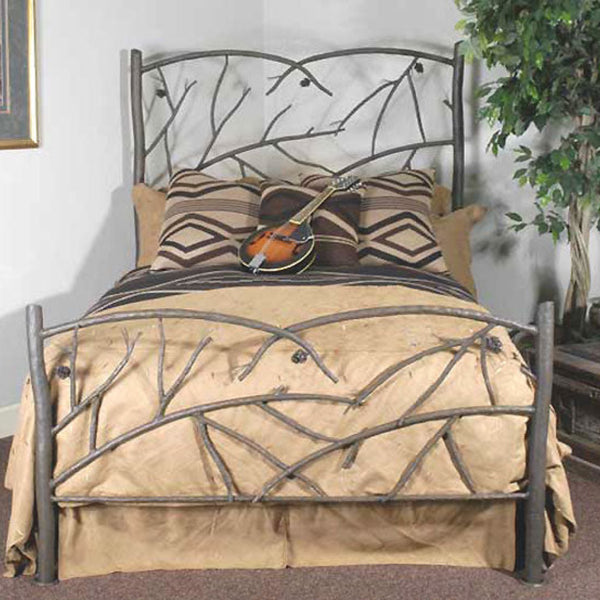 Forged Wrought Iron Bed - Pine - Twin - Iron Accents