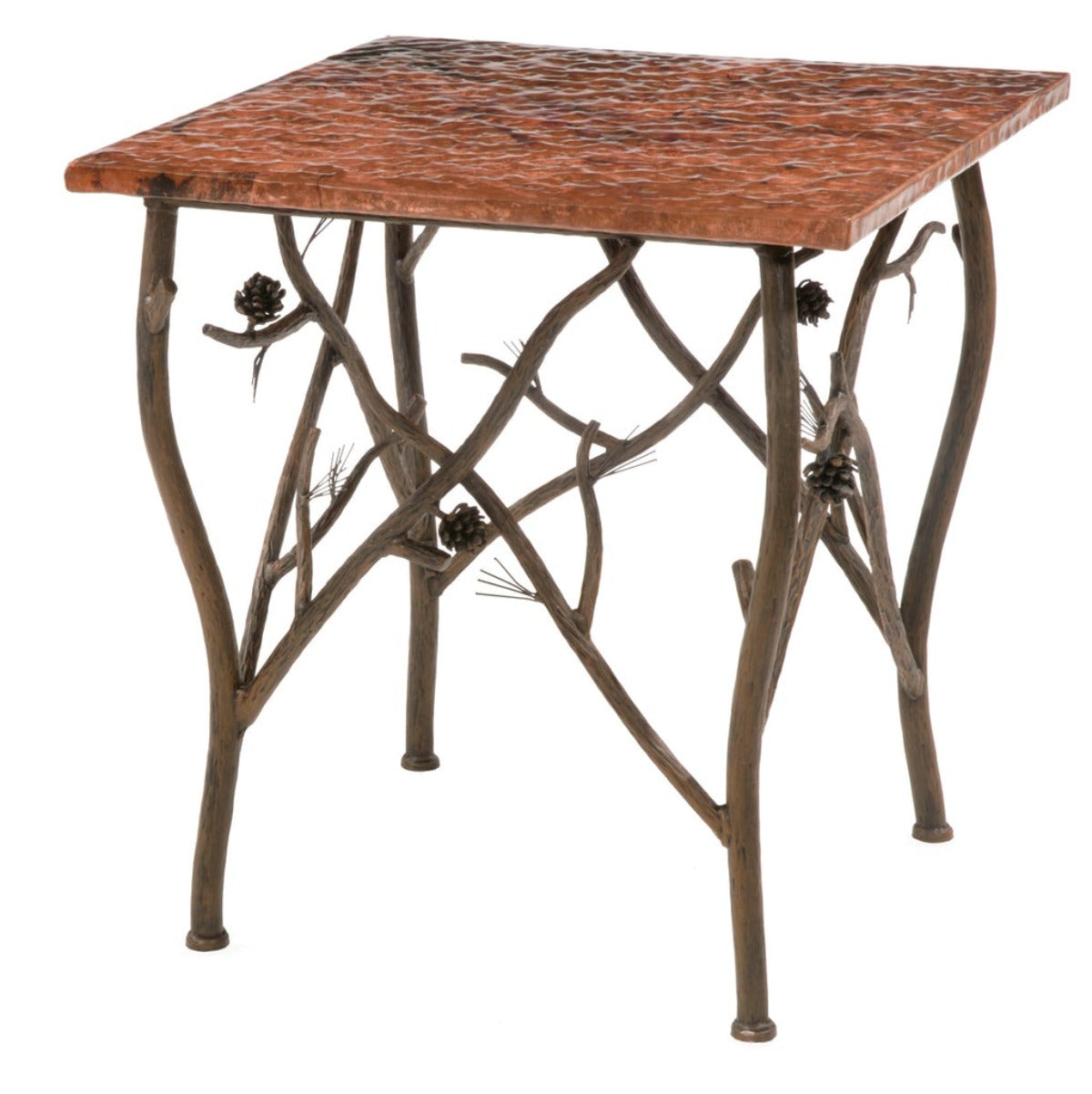 Pinebough Side Table | Rustic Hand-Forged Iron and Wood Accent Table ...