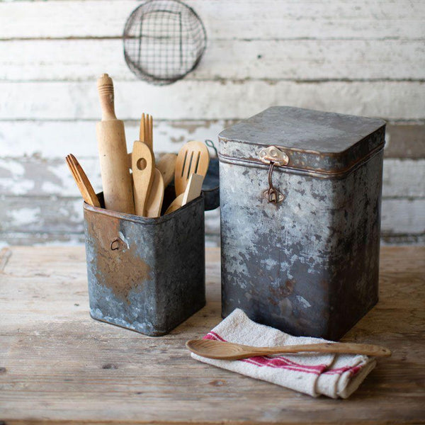 Tall Rustic Boxes w/Lids (Set-2) - Iron Accents