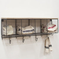 Mesh Cubbies Wall Shelf - Iron Accents